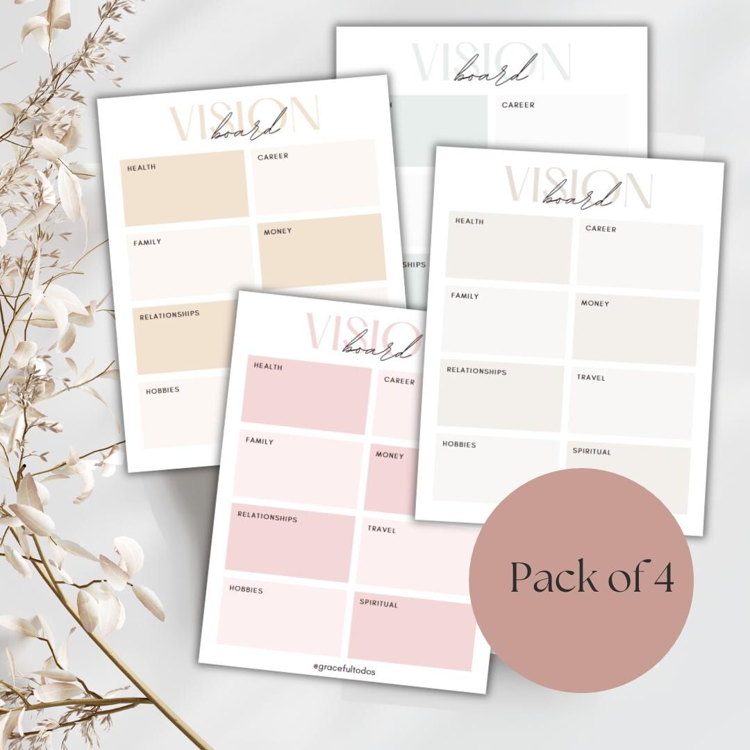 Woman Vision Board Manifest Printable Template Dream Goal Tracker New ...