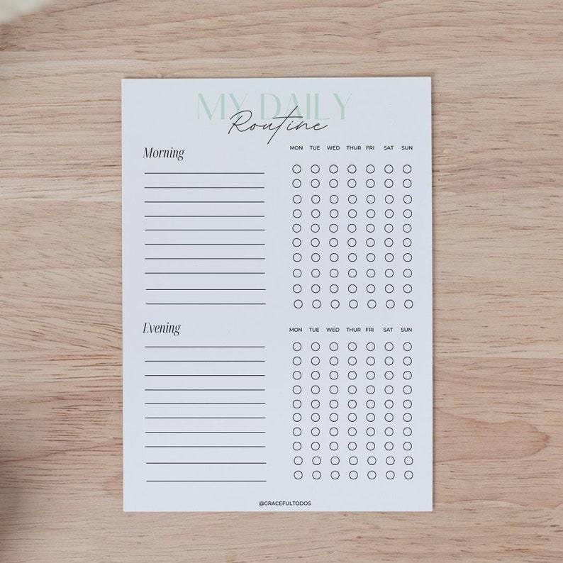 Daily Routine Checklist: AM PM Habit Tracker (printable PDF) - Etsy