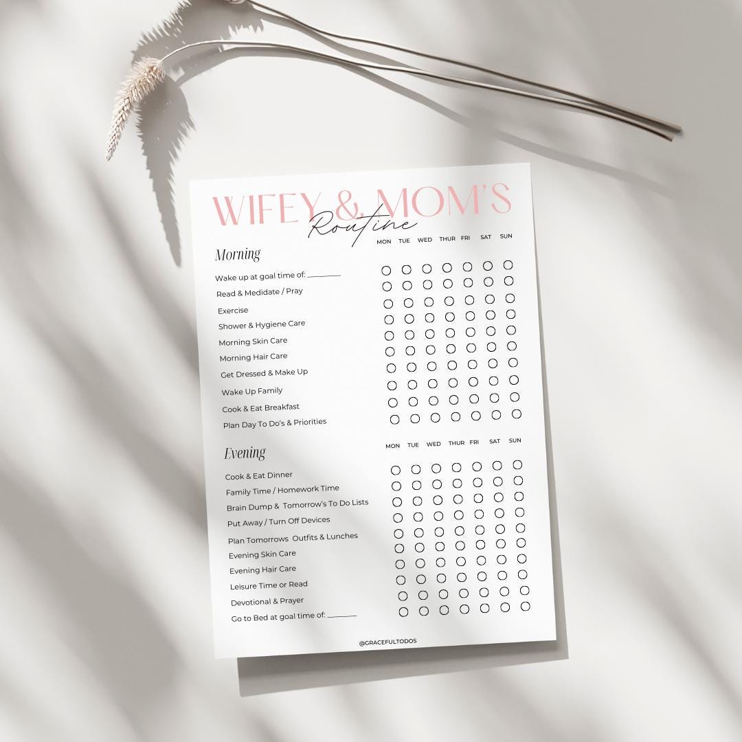 Mom Wife Daily Routine Checklist: AM PM Habit Tracker (printable PDF ...