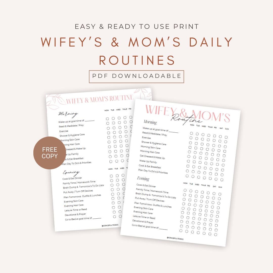Mom Wife Daily Routine Checklist: AM PM Habit Tracker (printable PDF ...
