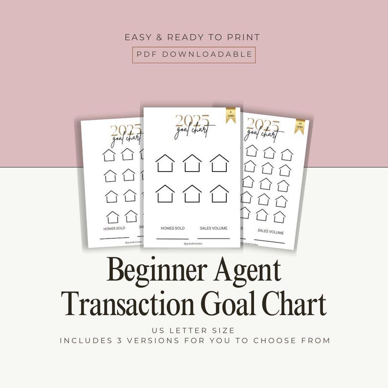 Real Estate Agent Goal Chart Printable Home Sales Tracker Transaction ...