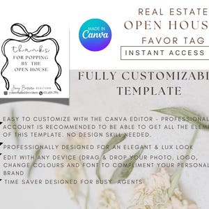 Real Estate Open House Pop by Tag Template for Realtor Editable Open ...