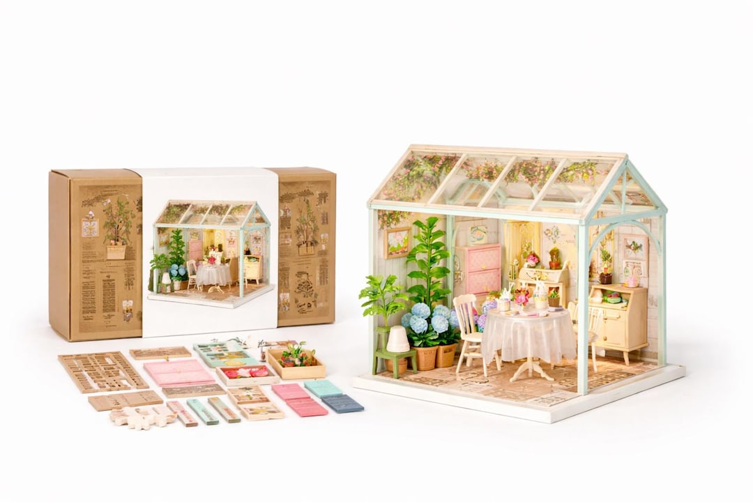 Miniature Greenhouse Flower Shop Building Kit With LED Lights - Etsy