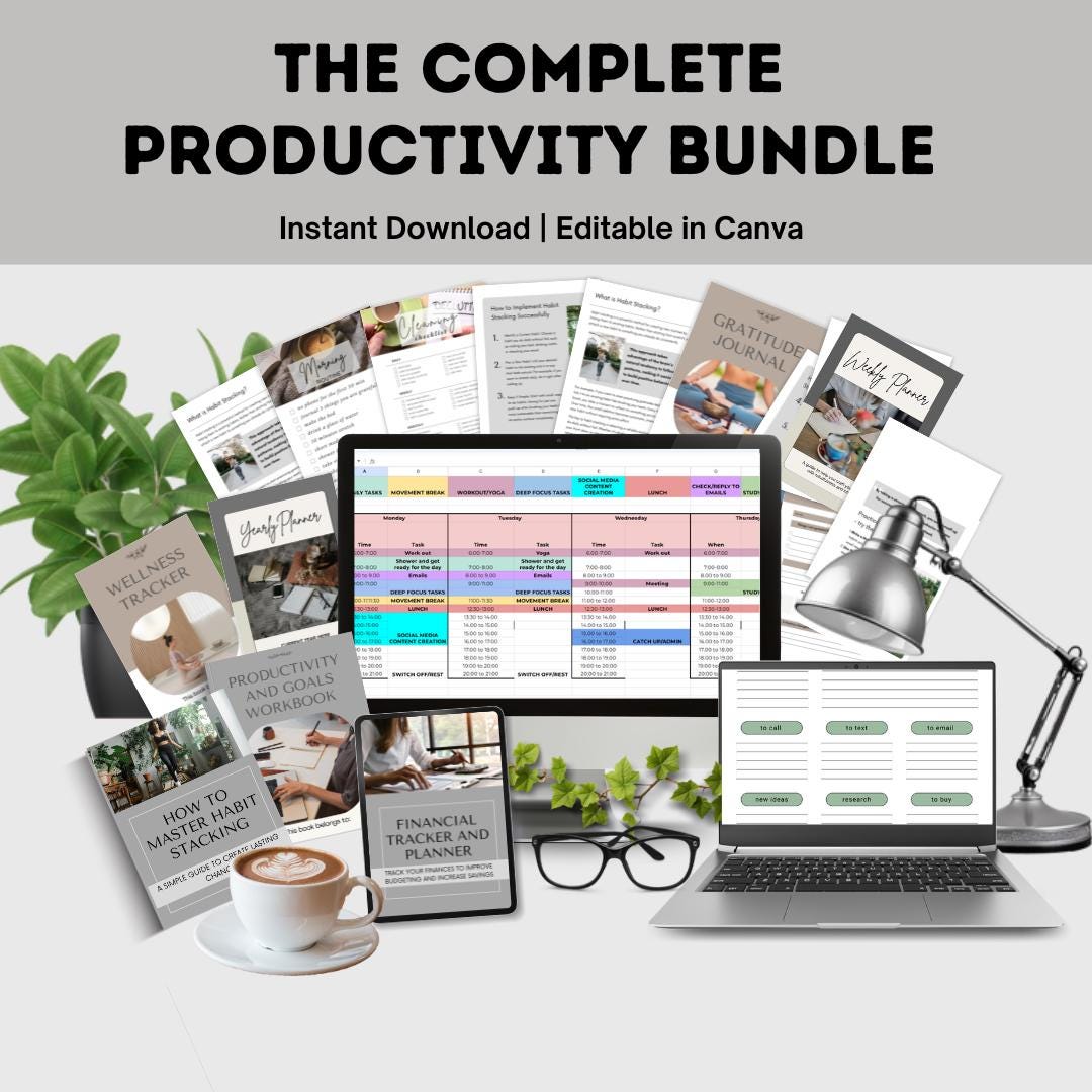 The Productivity Mega Bundle for Procrastination and ADHD. Editable and ...
