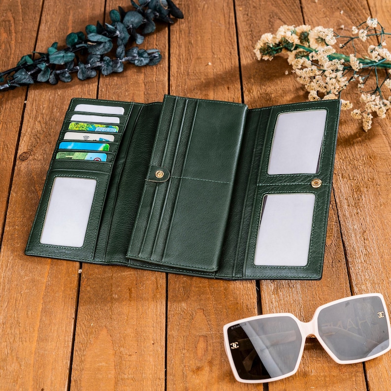 Personalized Leather Trifold Wallet, Engraved RFID Clutch, Women's Gift ...