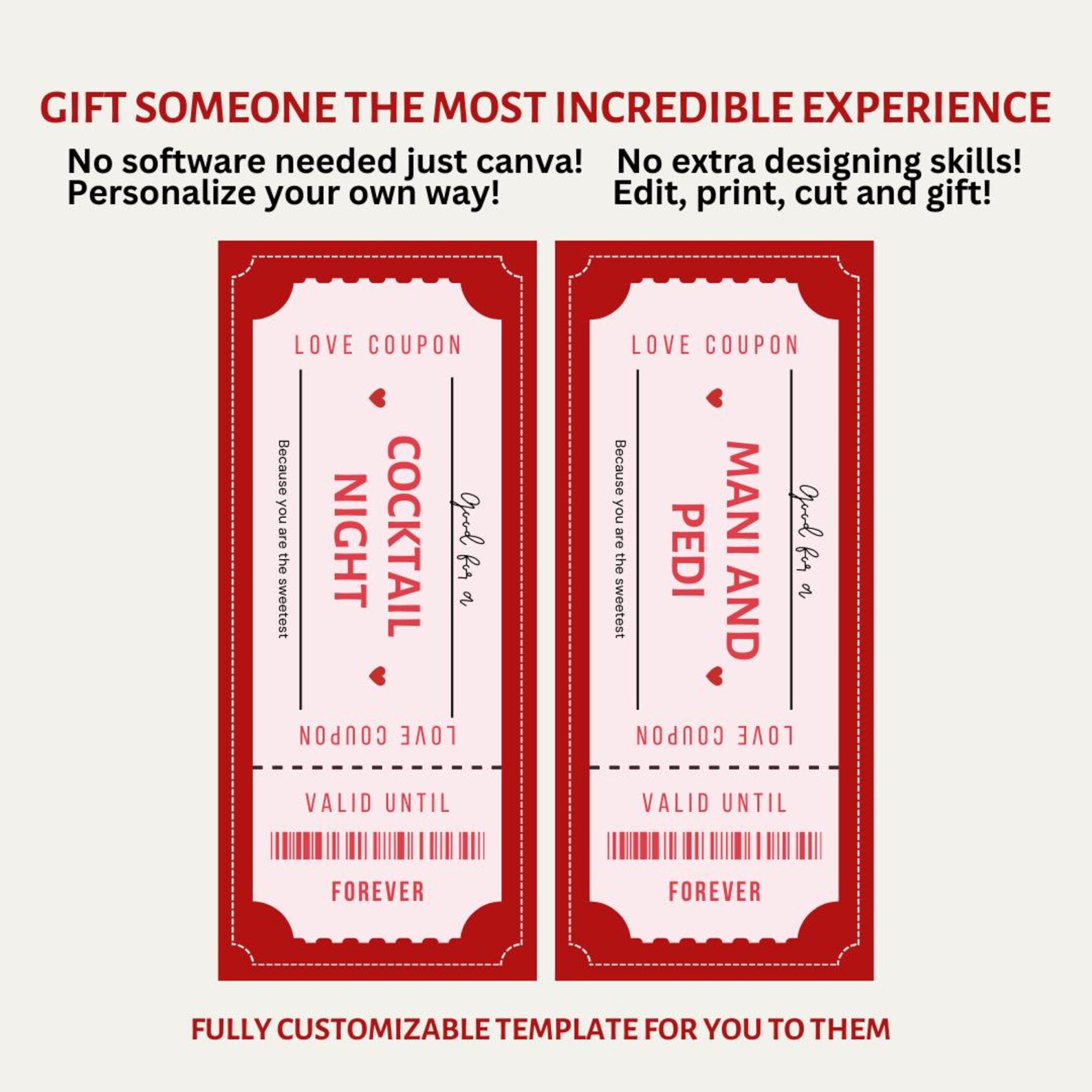 100 Editable Love Coupons Template for Couples | Printable Romantic ...