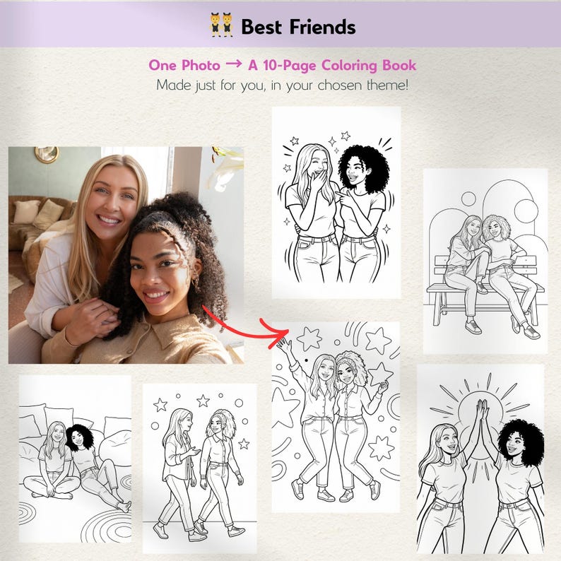 Custom Coloring Page From Photo - Personalized Line Art Portrait for ...