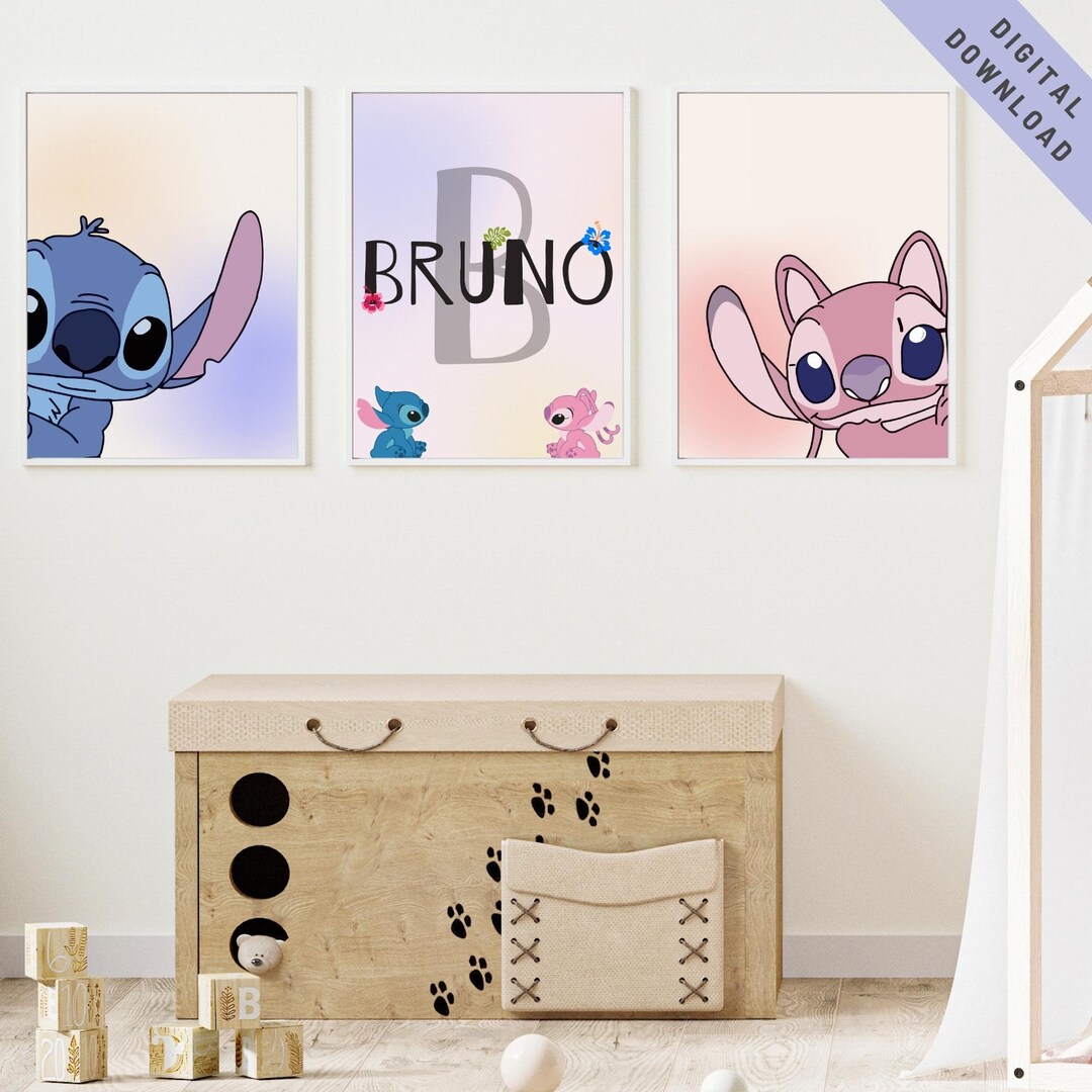 Custom Lilo & Stitch Print, Set of 3 Stitch Nursery Decor, Personalized ...