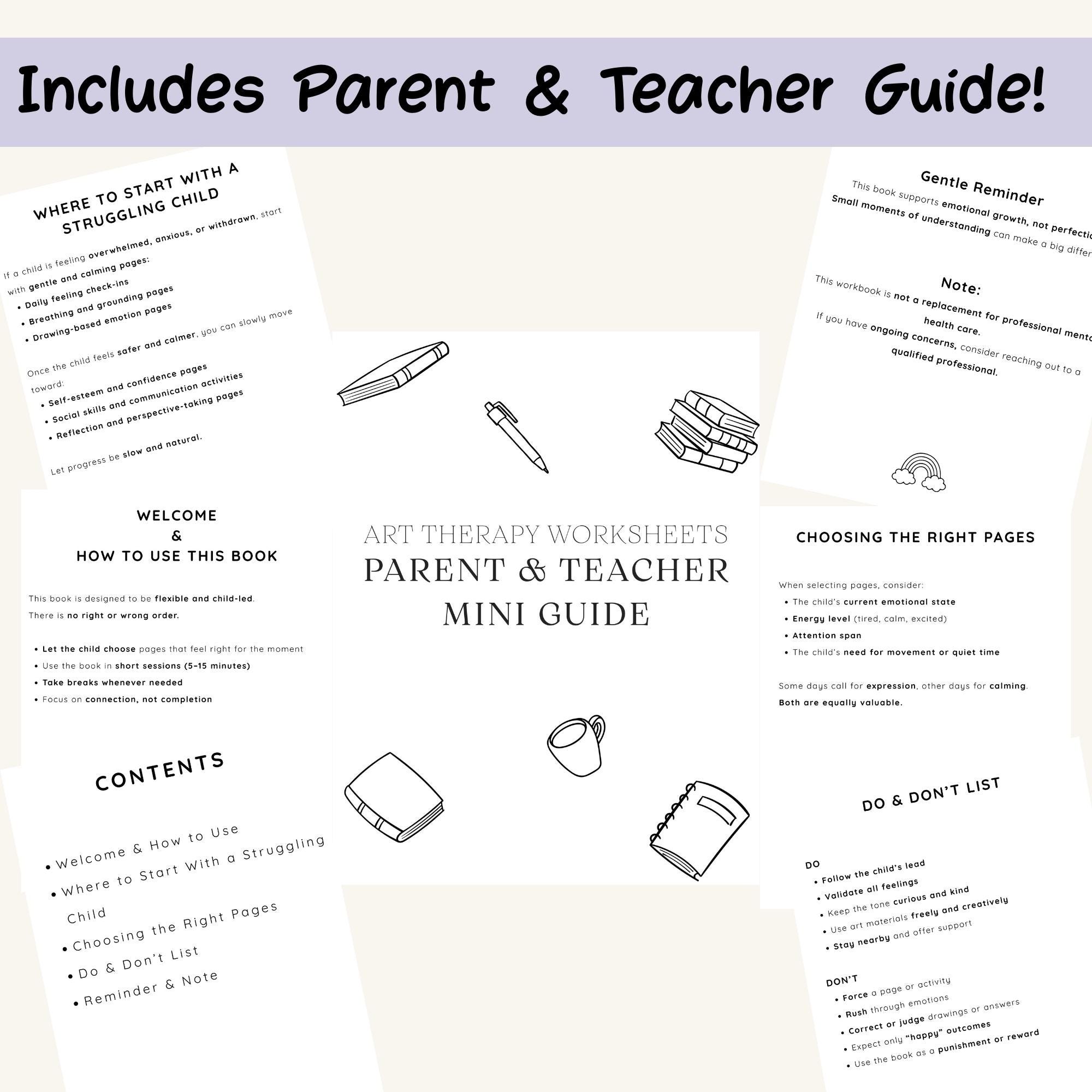 Art Therapy Worksheets for Kids - Child Therapy Workbook | 100+ Art ...