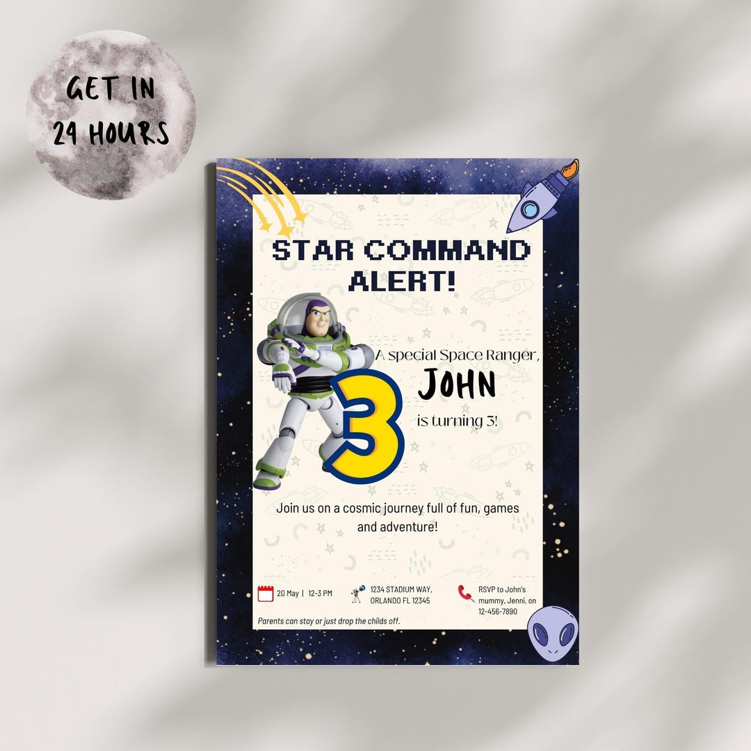 Invitación de cumpleaños de Toy Story, Two Infinity and Beyond ...