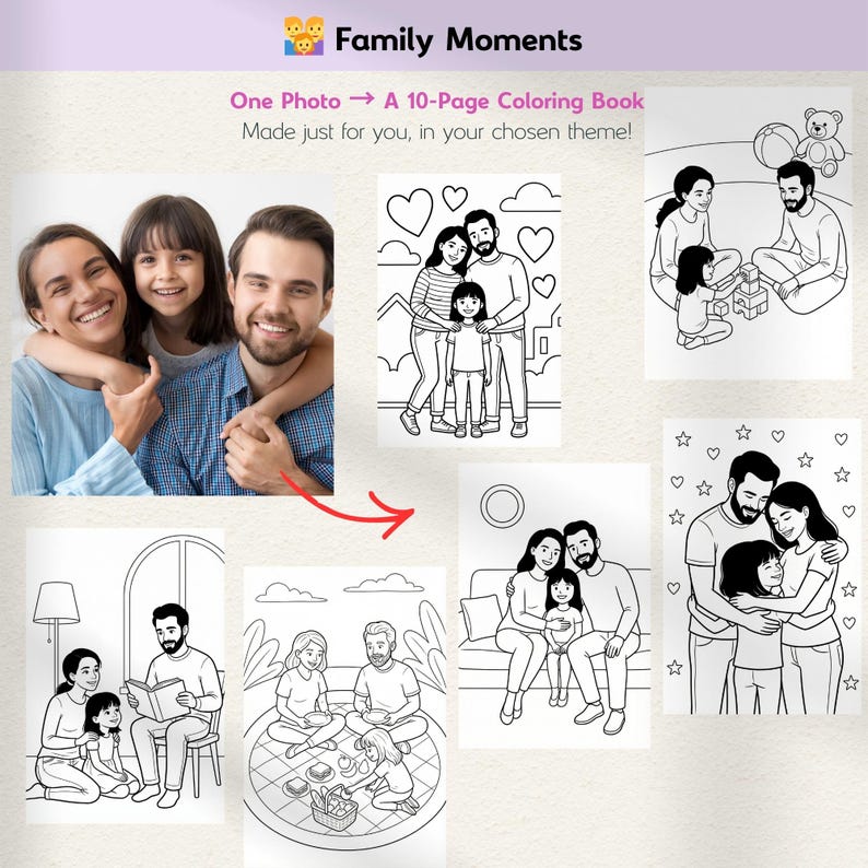 Custom Coloring Page From Photo - Personalized Line Art Portrait for ...