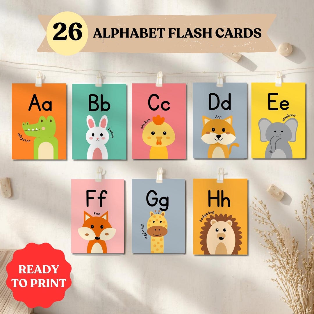 Animal Alphabet Flashcards, Educational Flashcards, Learning Cards ...