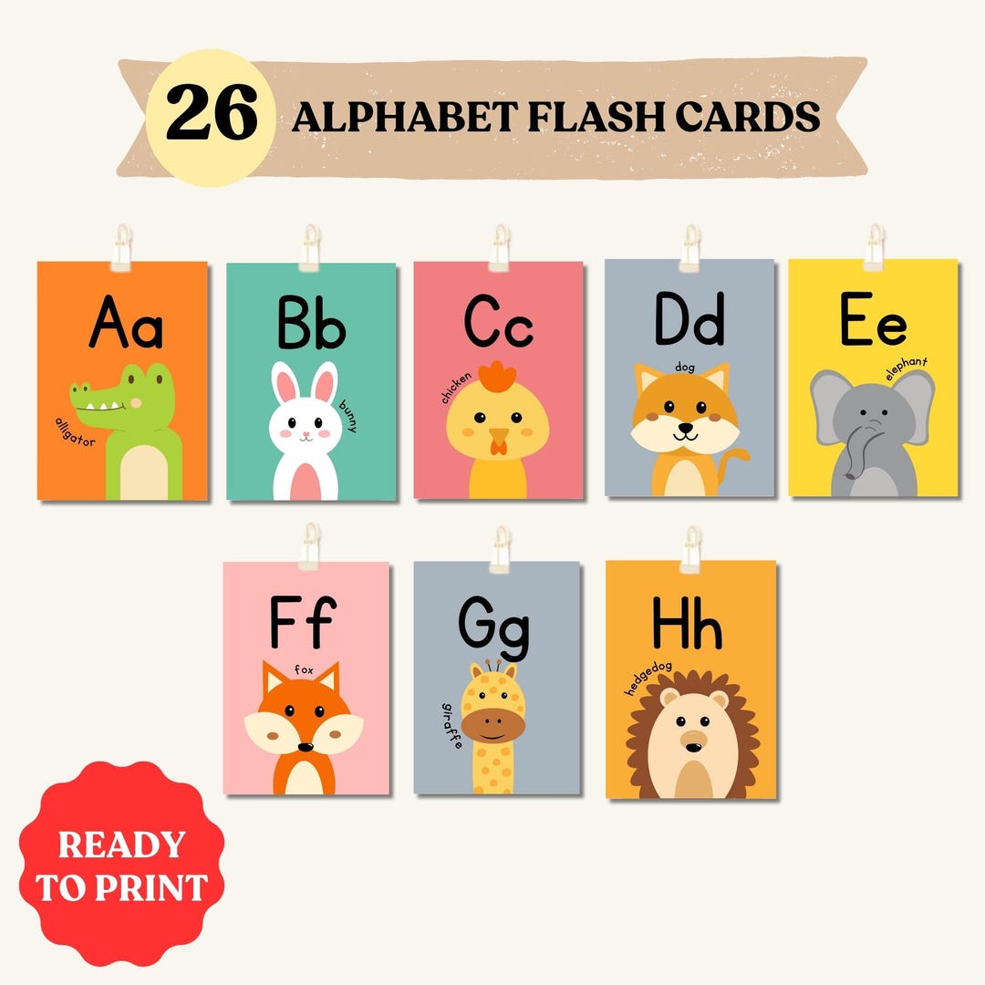 Montessori Watercolor Alphabet Flashcards Printable, Toddler Learning ...