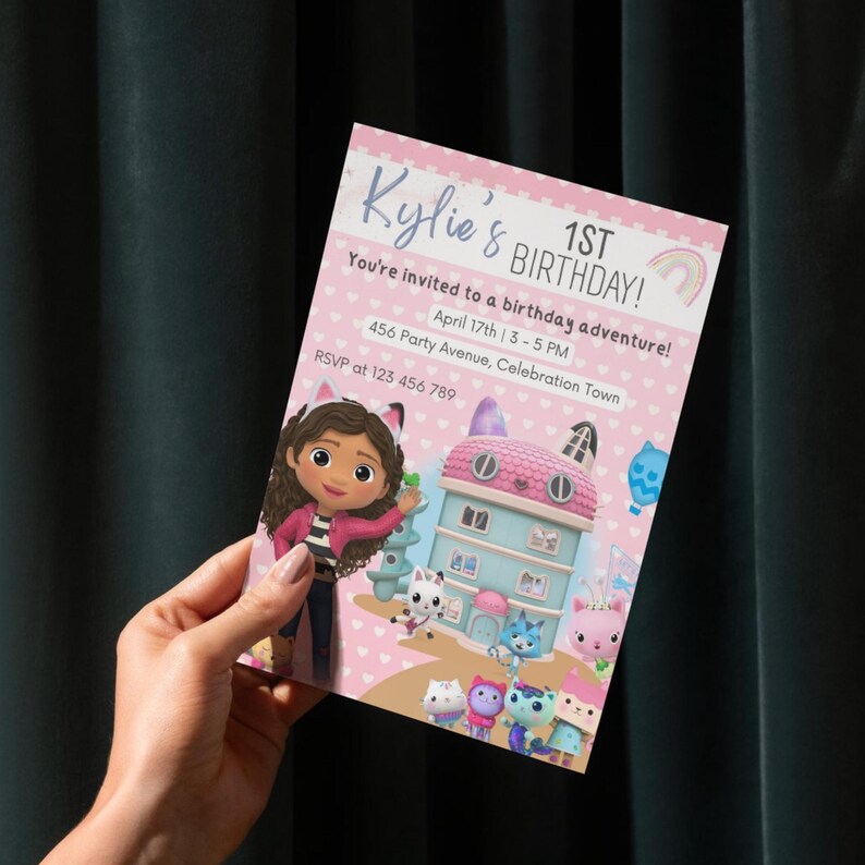 Editable Gabby's Dollhouse Invitation, Gabby's Birthday Party ...