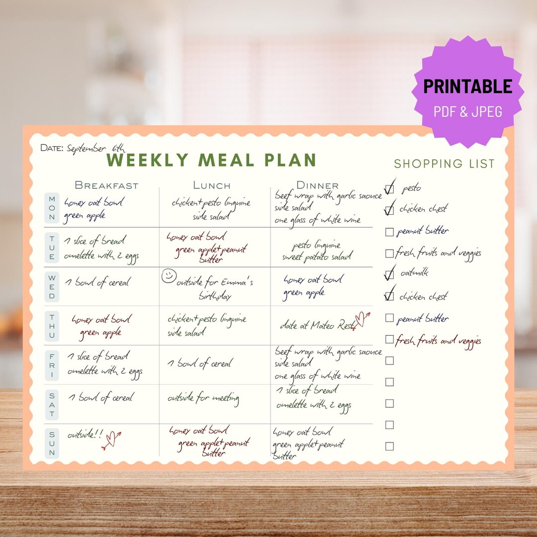 Streamline Your Meal Planning: Printable Weekly Meal Planner With ...