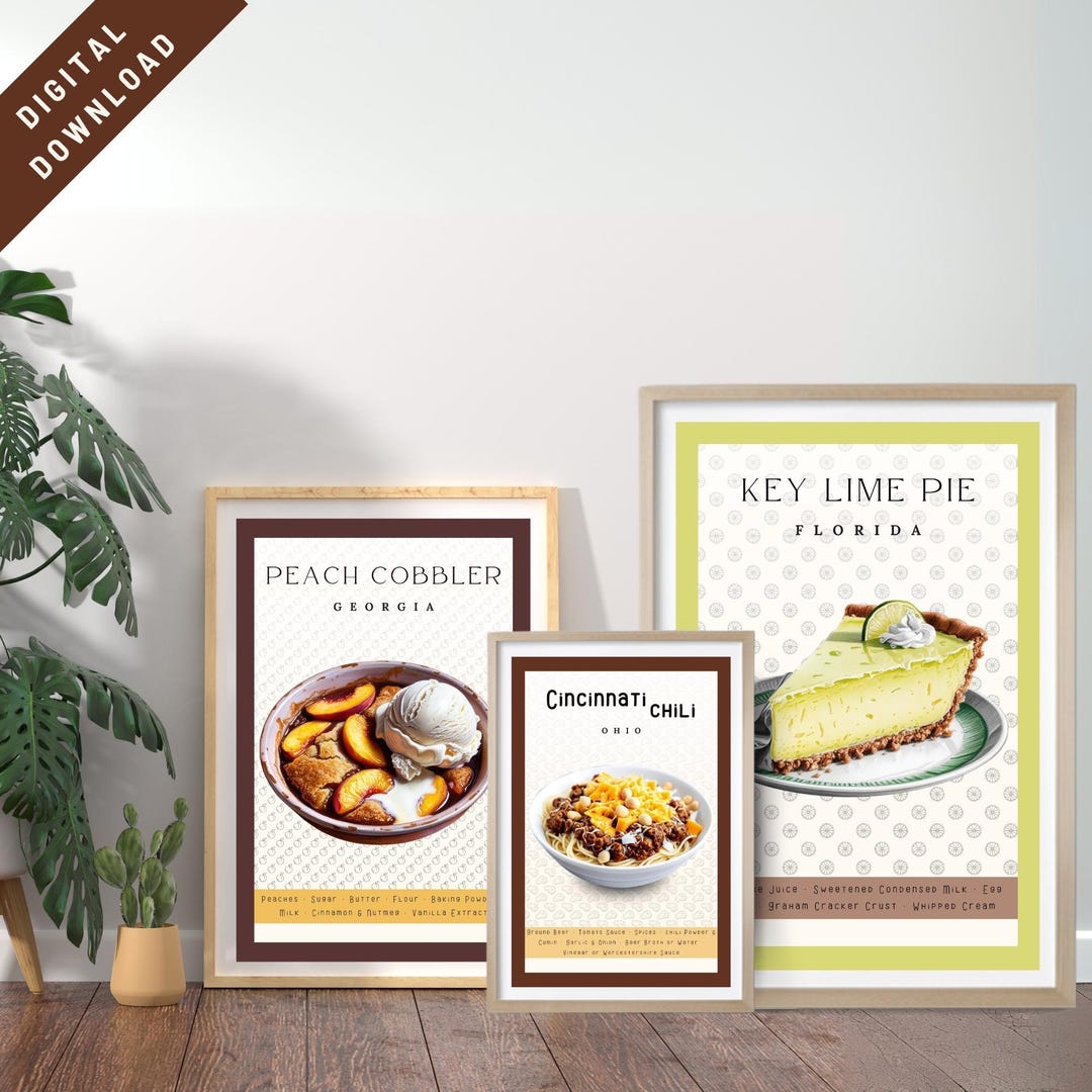 Set of 3 Kitchen Wall Art , Kitchen Wall Decor, Food Prints, Foodie ...