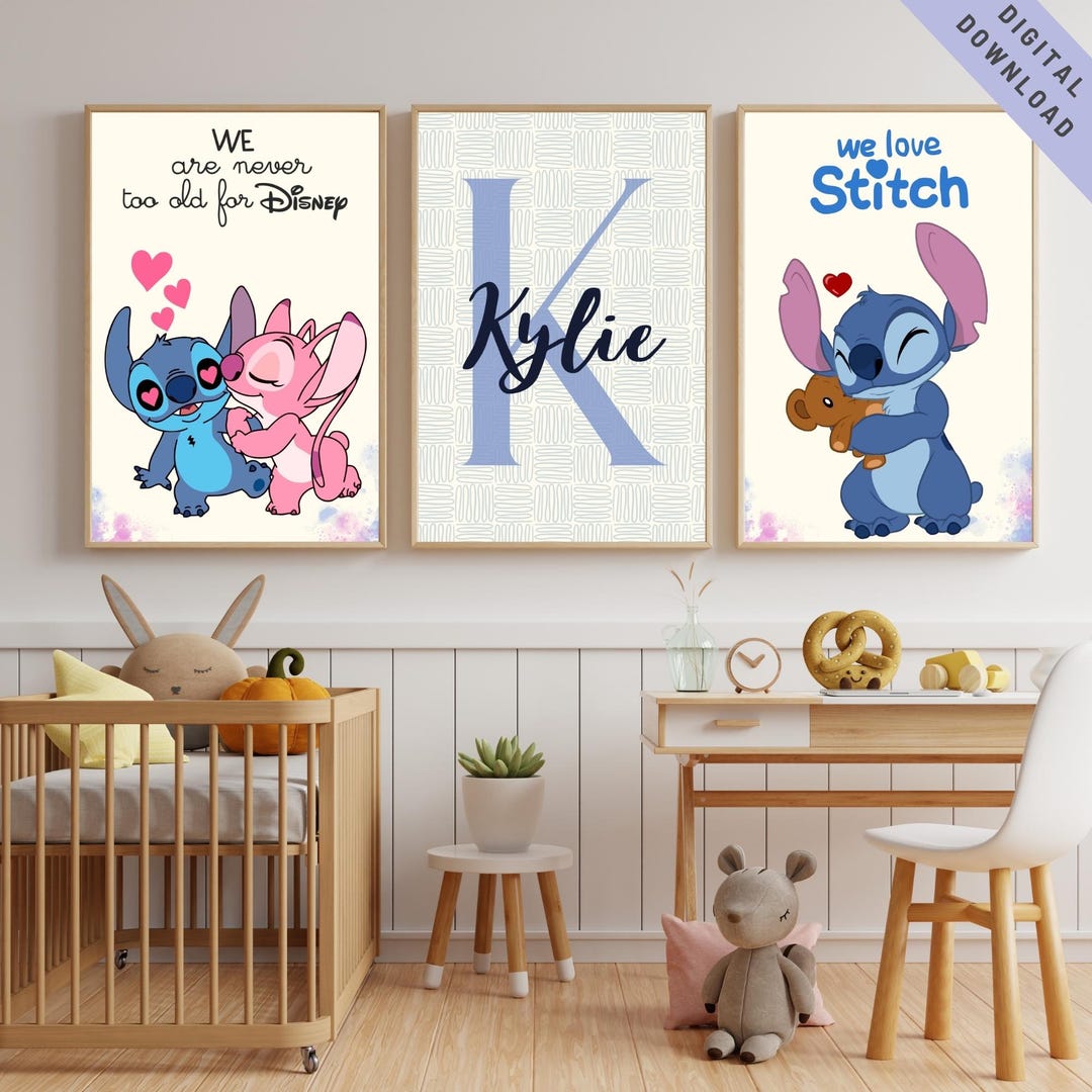 Personalized Lilo and Stitch Print, Set of 3 Stitch Wall Art, Custom ...