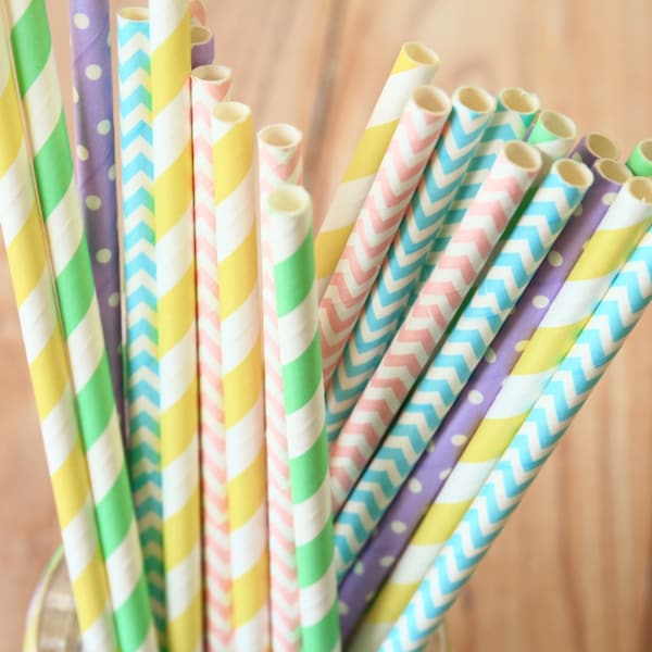 Pastel Paper Straw - Etsy