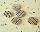 Set 1 BLUE & PINK Craft Ideas Stripe Printed Wood Round - Etsy