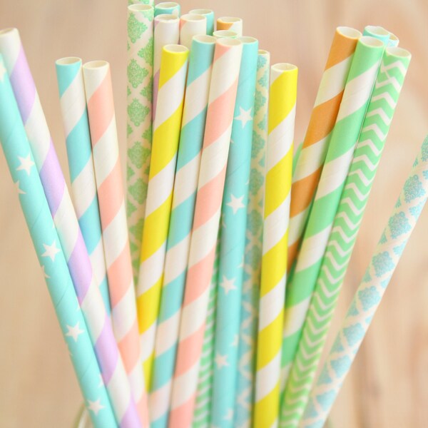 Pastel Paper Straw - Etsy