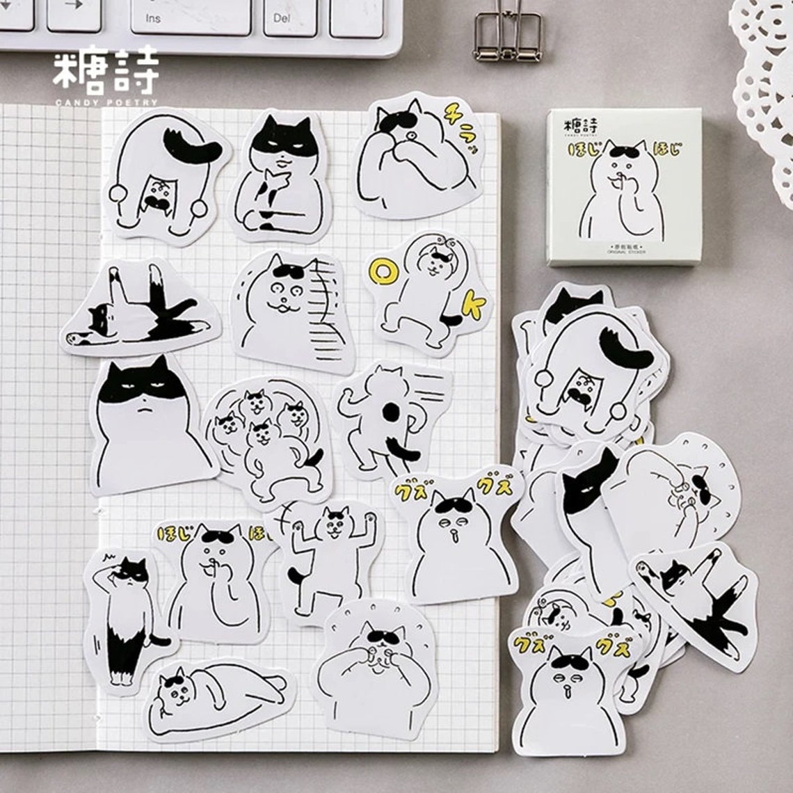 Mr Cat Candy Poetry Cartoon Shapes Stickers - Etsy