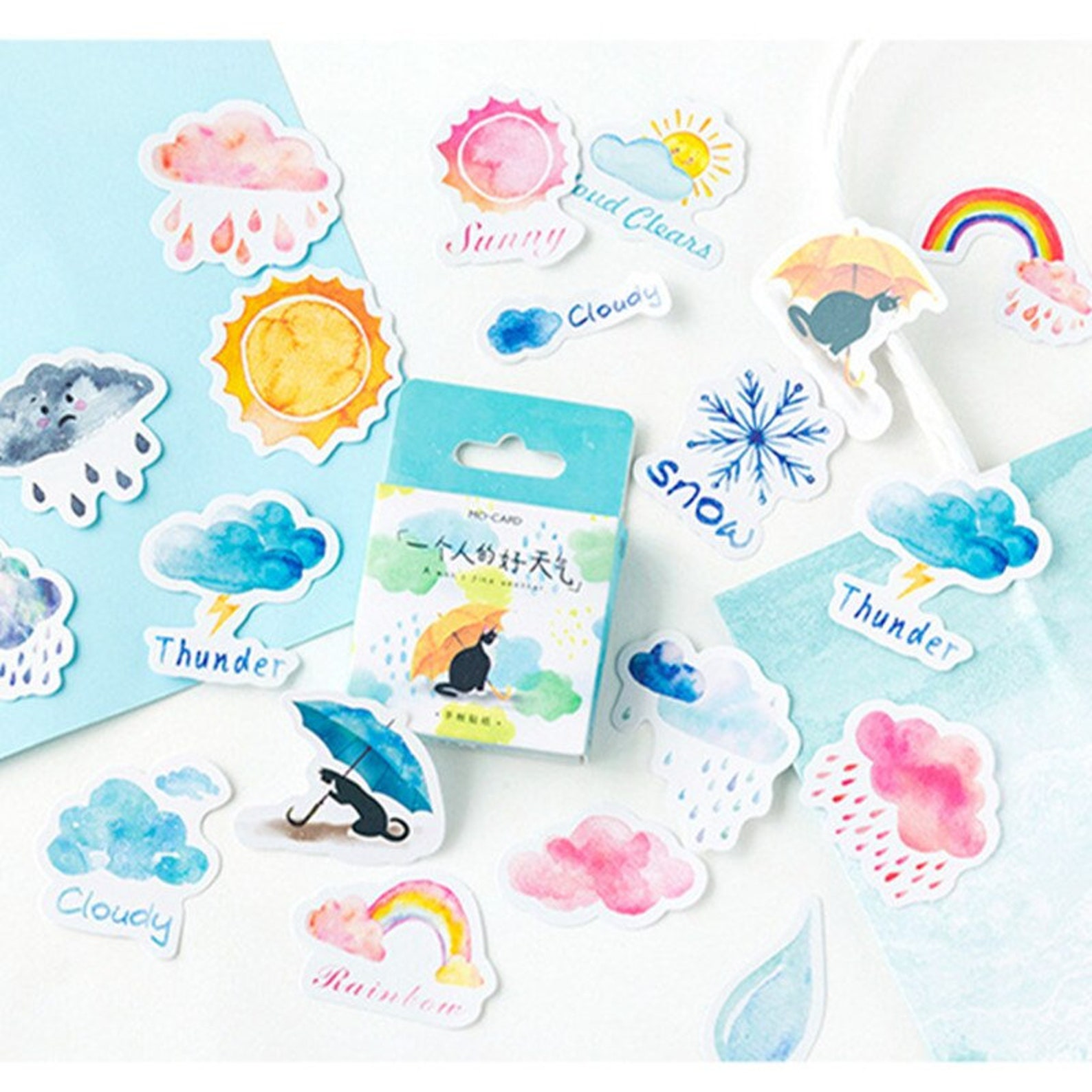 Weather Cat Mo-card Deco Stickers | Etsy