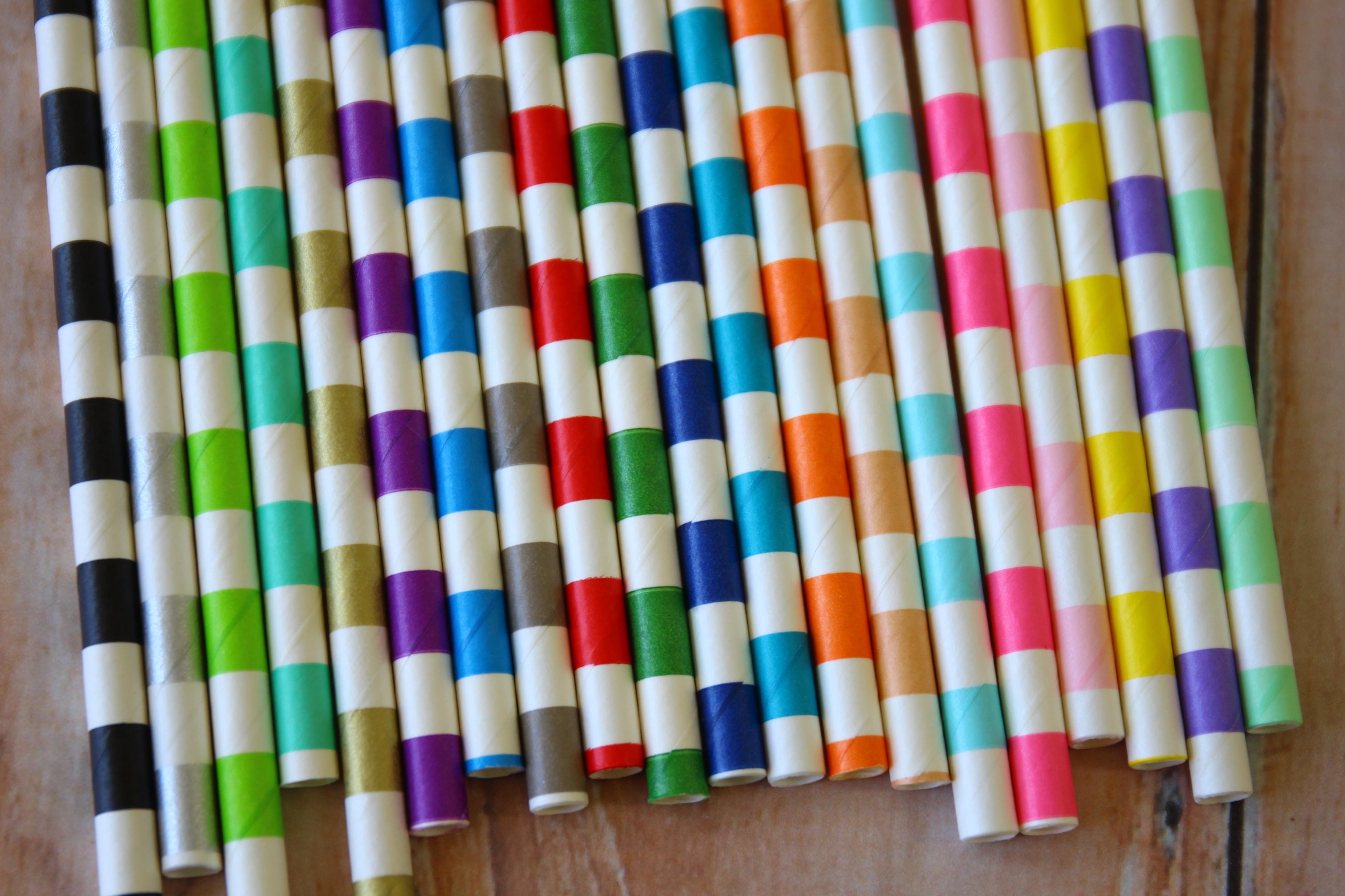 Dark Aqua Circle Stripe Paper Straws - Etsy