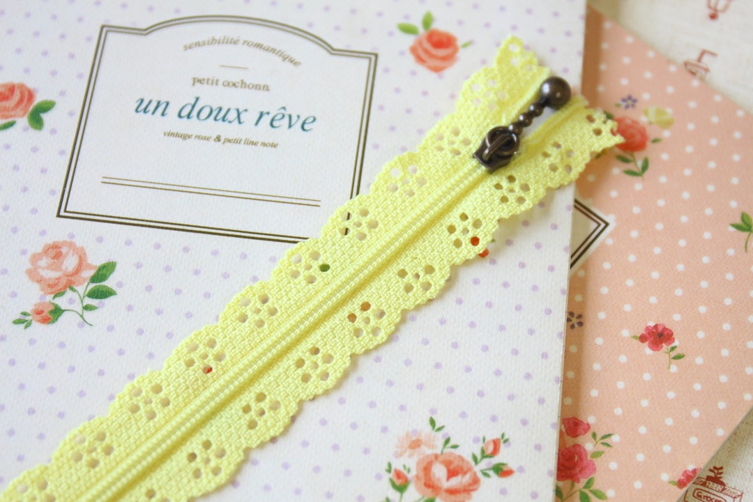 Light Yellow Lace Zipper Deco Zip - Etsy