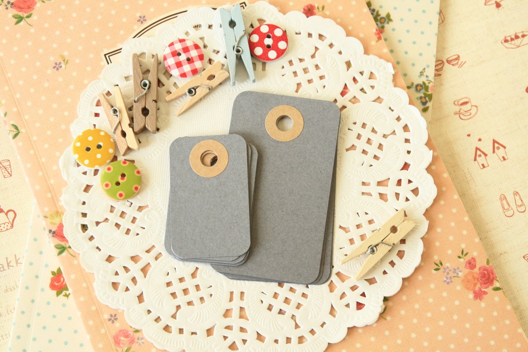 Dark Grey Reinforced Rounded Midi Tags - Etsy