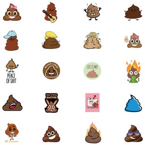 Poo Emoticons Large Cute Cartoon Stickers - Etsy
