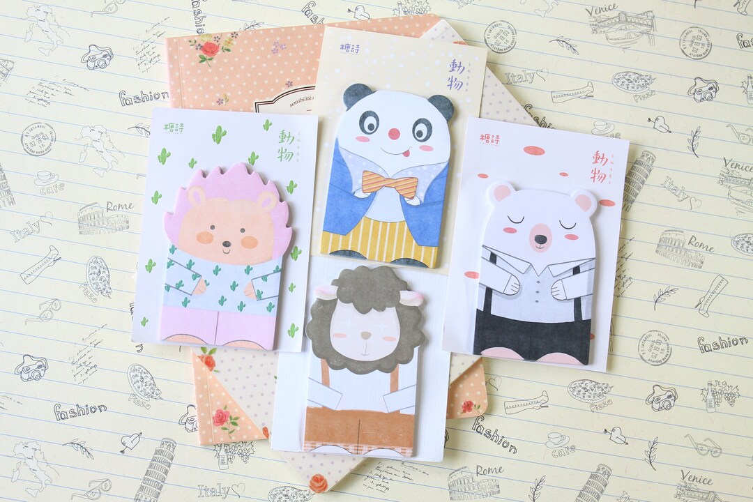Cute Animal Paper Shapes Cartoon Sticky Notes - Etsy