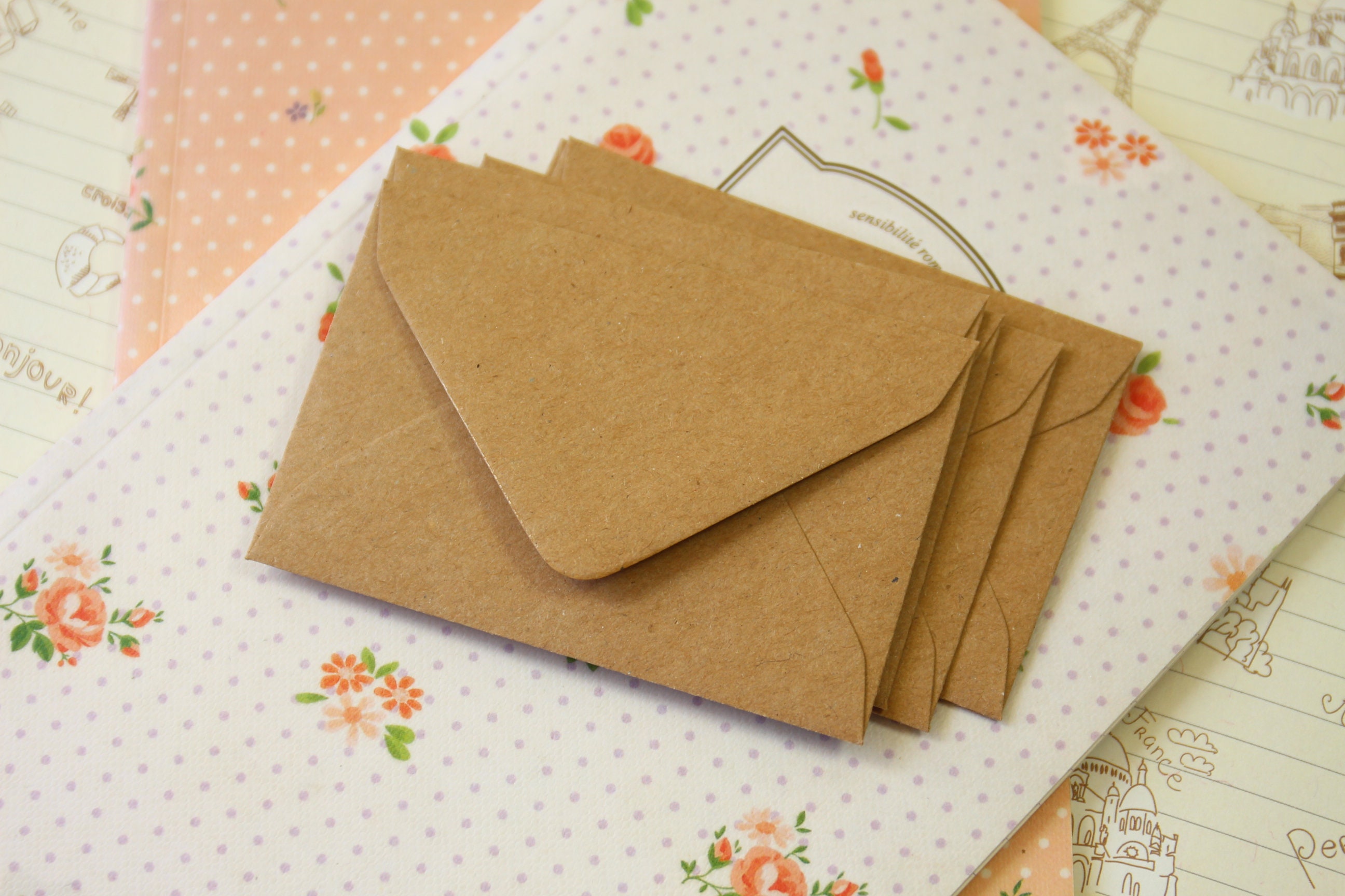 Plain Kraft Brown Mini Envelopes & Plain Kraft Note Cards - Etsy UK
