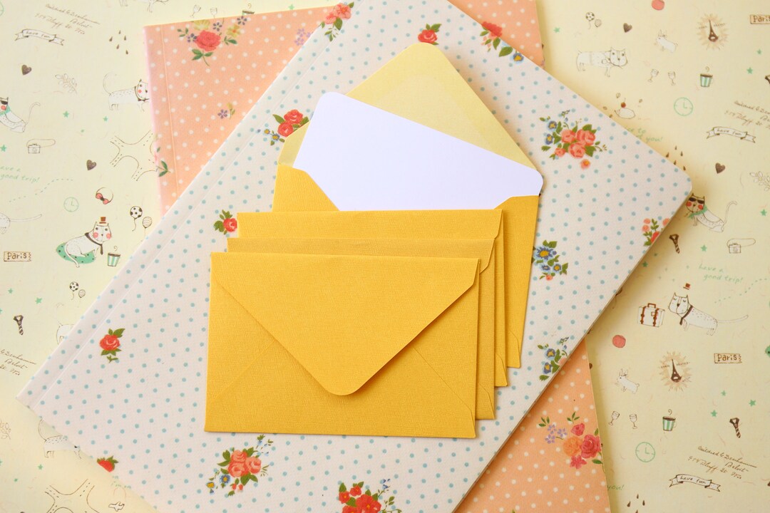 Gold Yellow Textured Mini Envelopes and Note Cards - Etsy