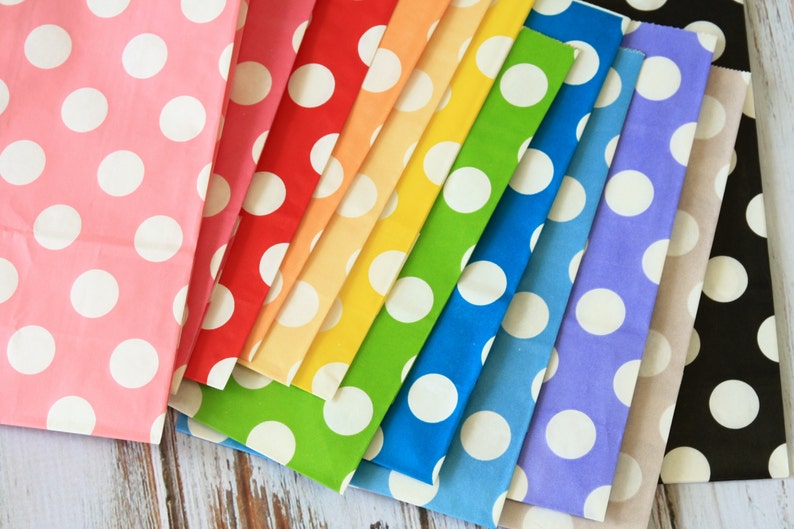 Dark Aqua Blue Polka Dot Flat Bottomed Paper Bags - Etsy