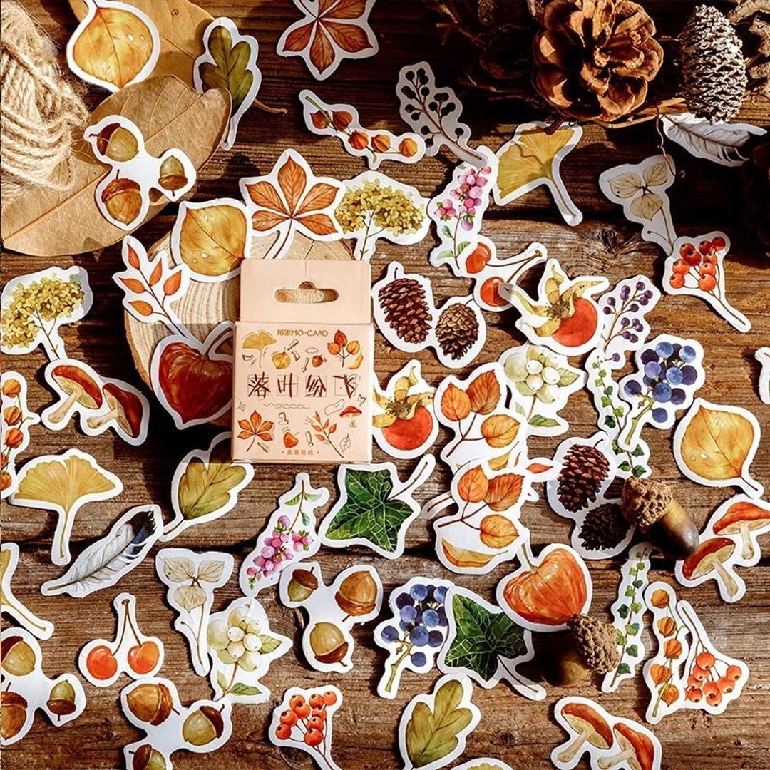 Falling Leaves Mo-card Cartoon Shapes Stickers - Etsy