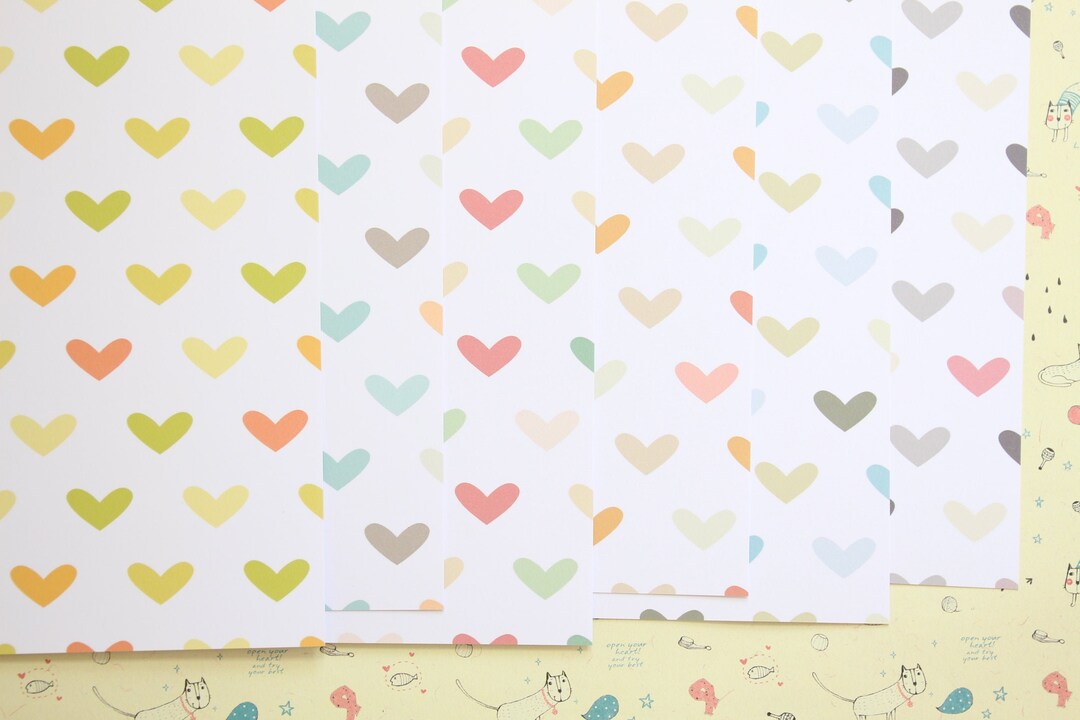 Set 01 Multi Colored Hearts Printed Card Stock 250gsm - Etsy