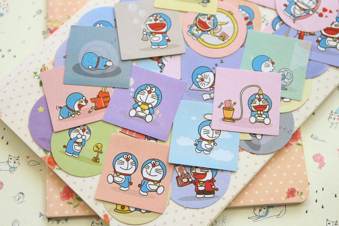 Doraemon Cartoon Point Stickers | Etsy