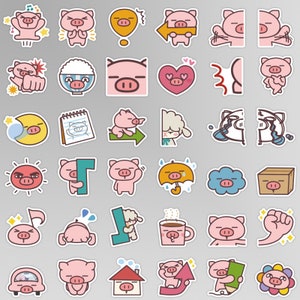 Kawaii Pigs Large Cute Cartoon Stickers - Etsy