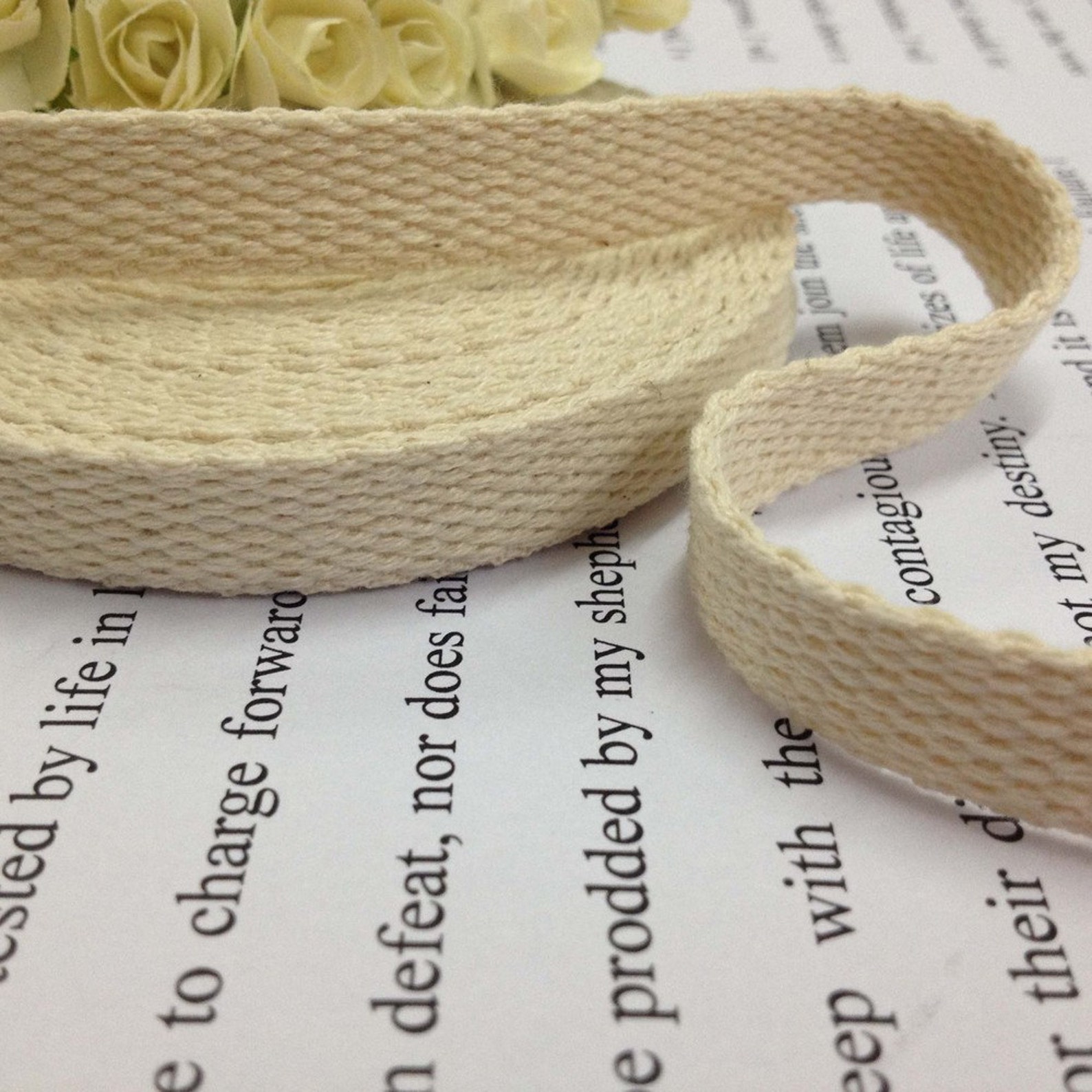 Thin Natural Webbing Sewing Tape Woven Cotton Blended Ribbon - Etsy