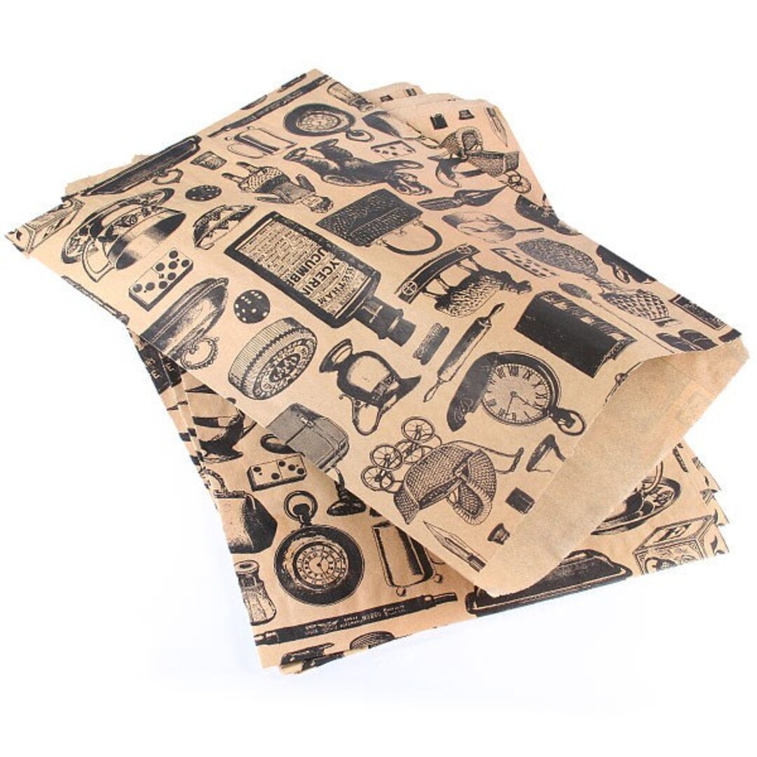 Medium Victorian Life Print Kraft Brown Paper Bags - Etsy