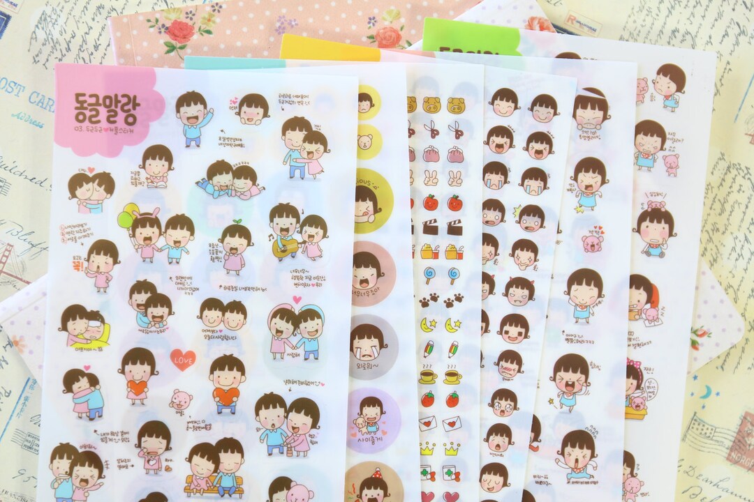 Cute Girl Cartoon Kids Stickers Set - Etsy