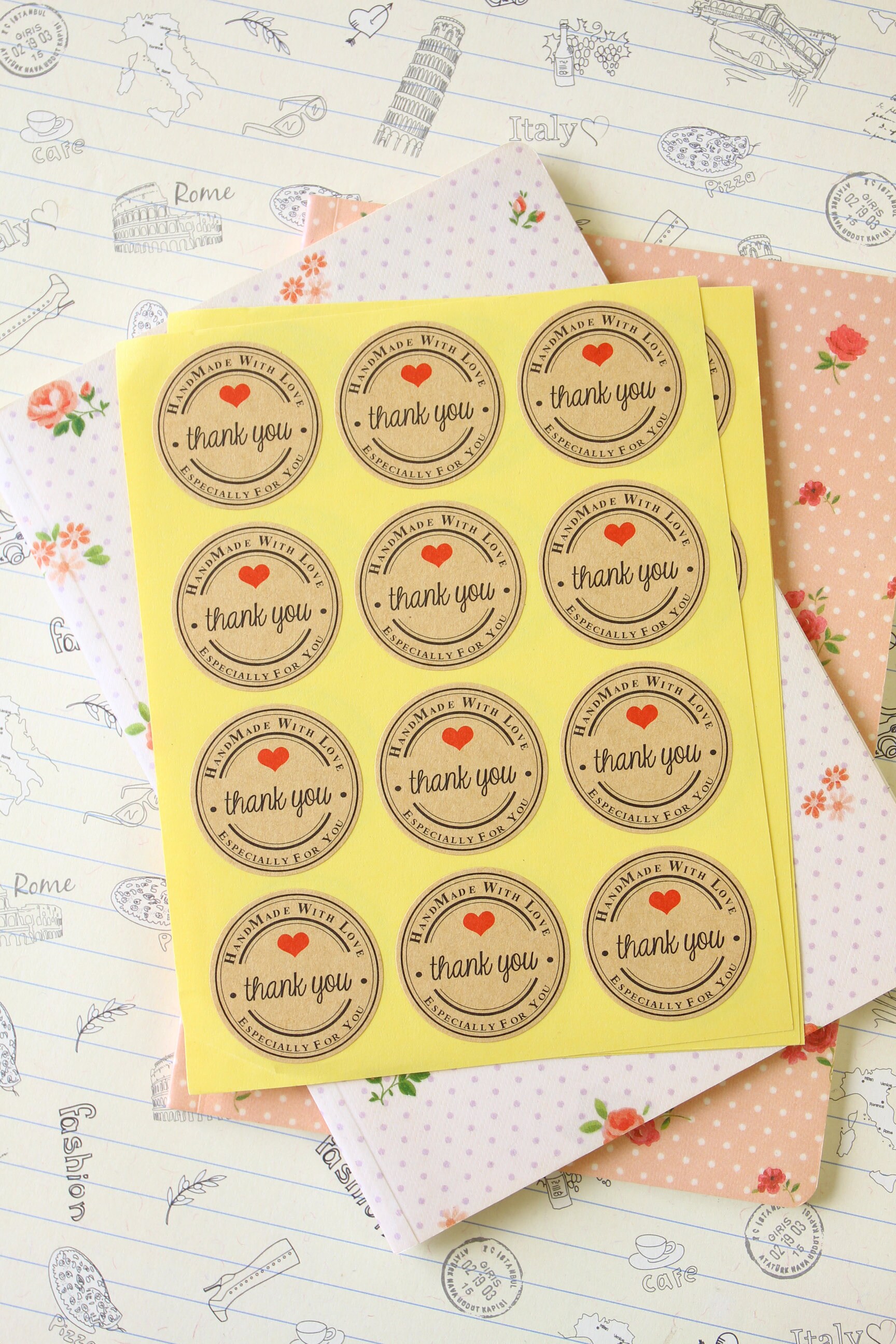 Kraft Paper THANK YOU Especially for You Handmade With Love Printed ...
