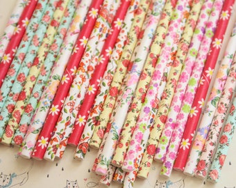 Floral Paper Straws - Etsy