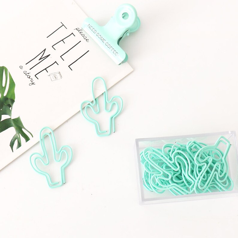 Blue Cactus Paper Clips - Etsy