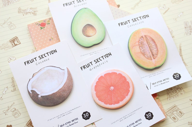 Fruit Section Fruit Shapes Sticky Notes - Etsy