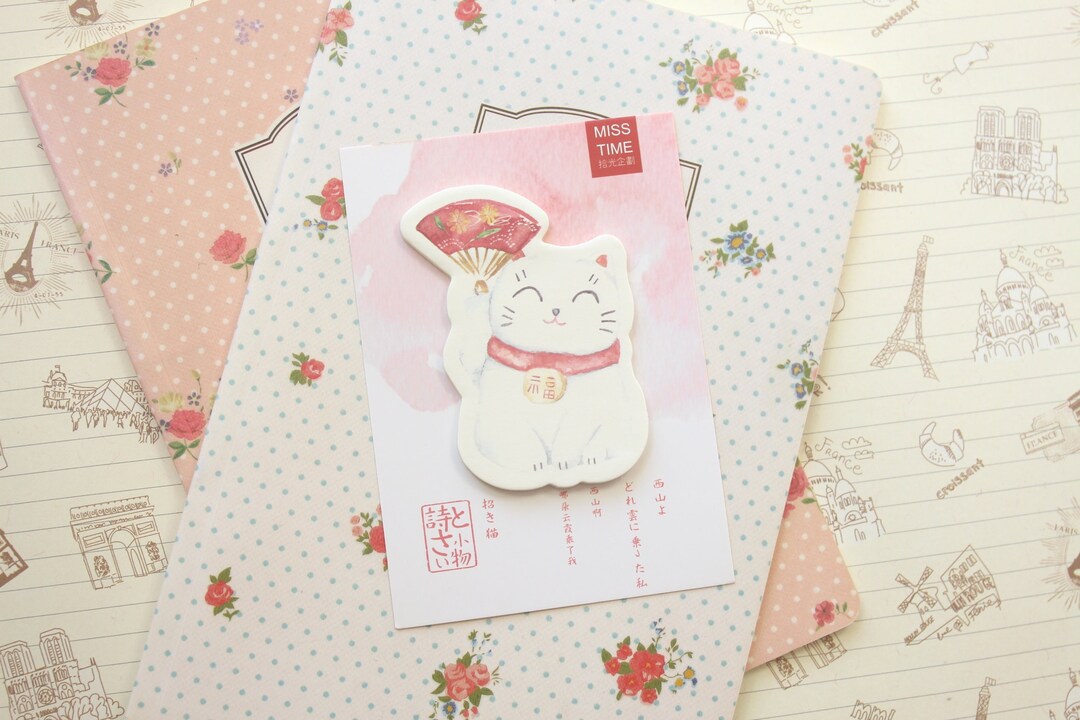 Miss Time Cat & Bikkle Cartoon Shapes Sticky Notes - Etsy