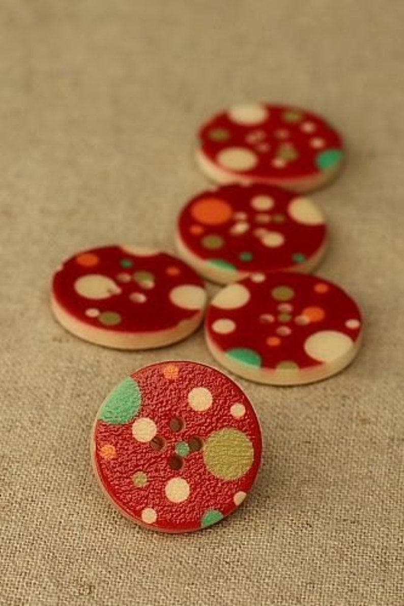Set 7 Burgundy RED Craft Ideas Dotty Printed Wood Round - Etsy