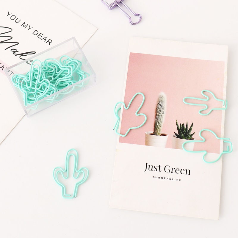 Blue Cactus Paper Clips - Etsy