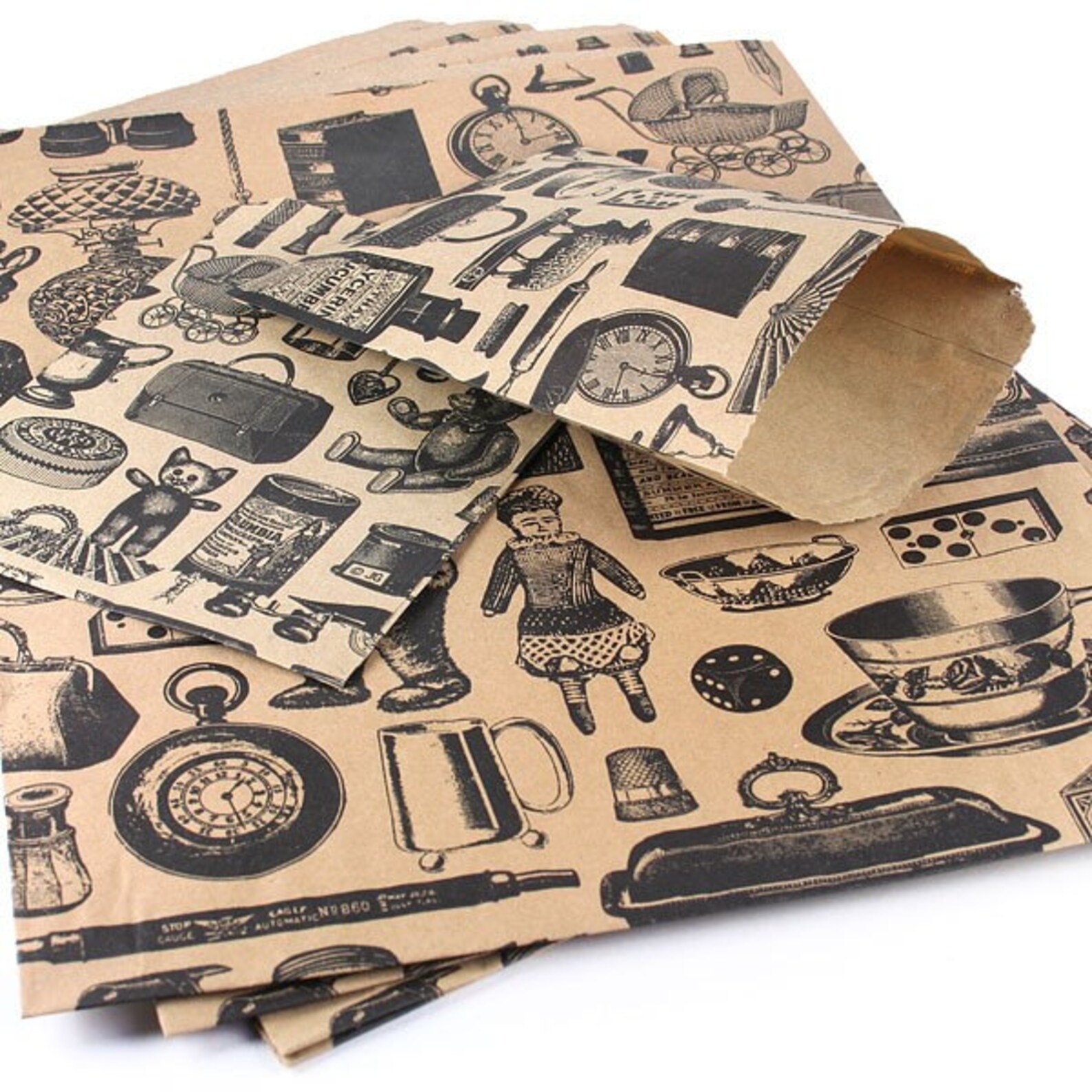Large Victorian Life Print Kraft Brown Paper Bags - Etsy