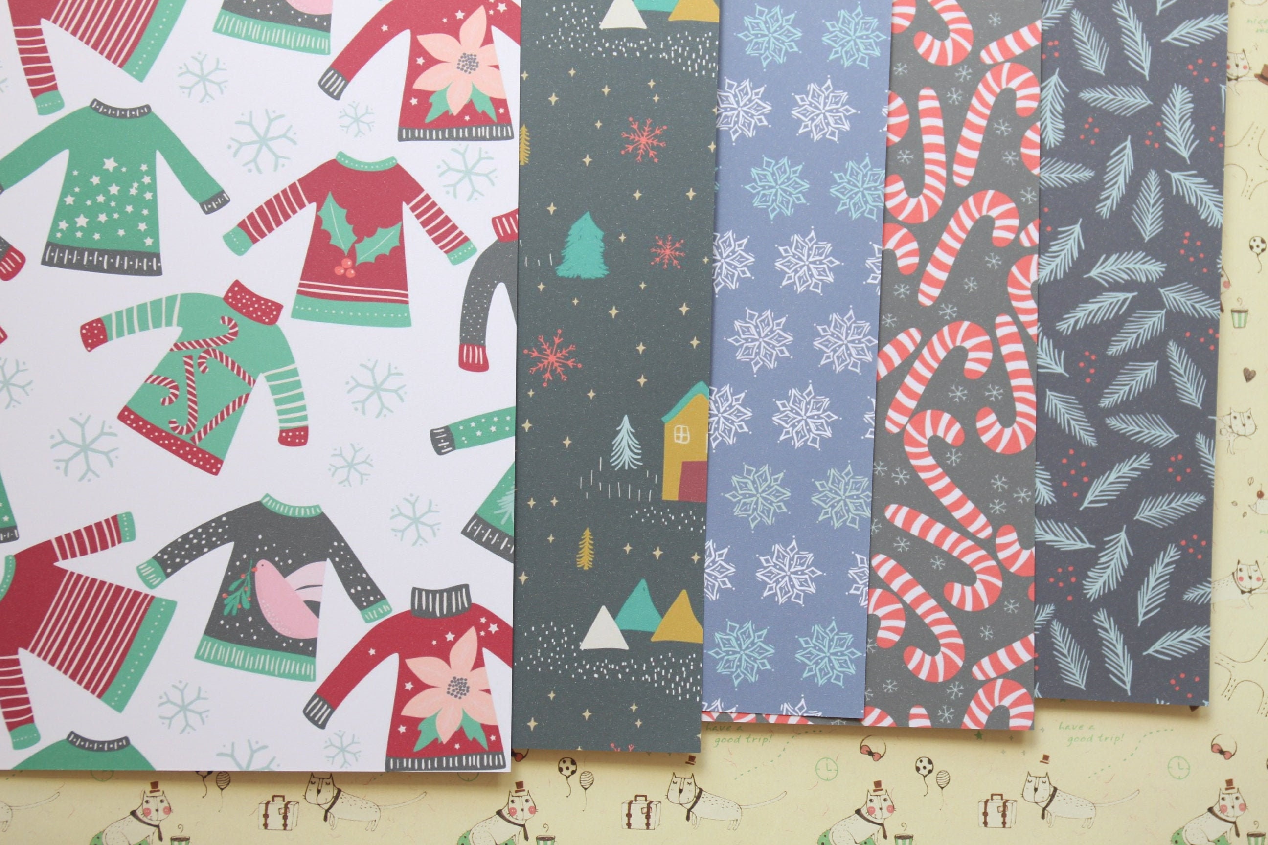 Set 07 Holiday Patterns Printed Christmas Card Stock 250gsm - Etsy